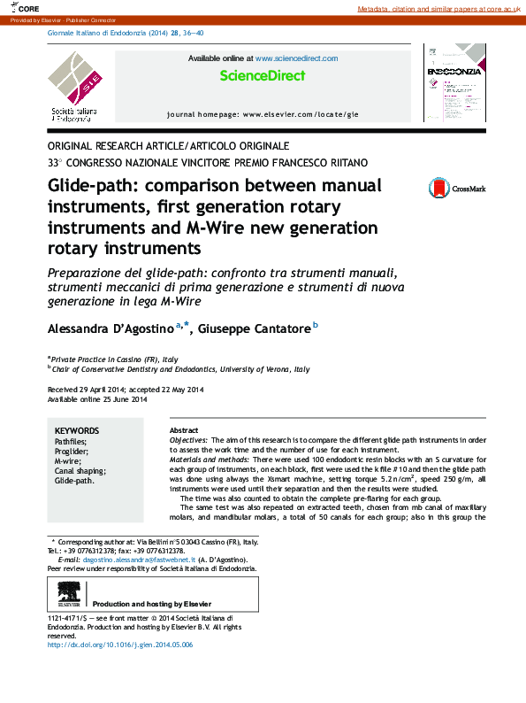 (PDF) Glide-path: comparison between manual instruments, first ...
