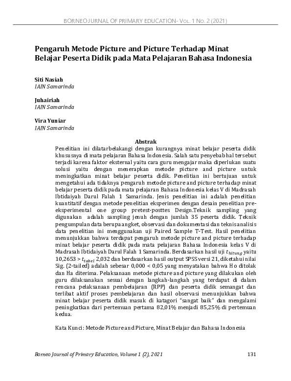 (PDF) Pengaruh Metode Picture And Picture Terhadap Minat Belajar ...