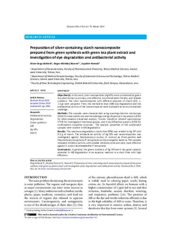 (PDF) Preparation of silver-containing starch nanocomposite prepared ...