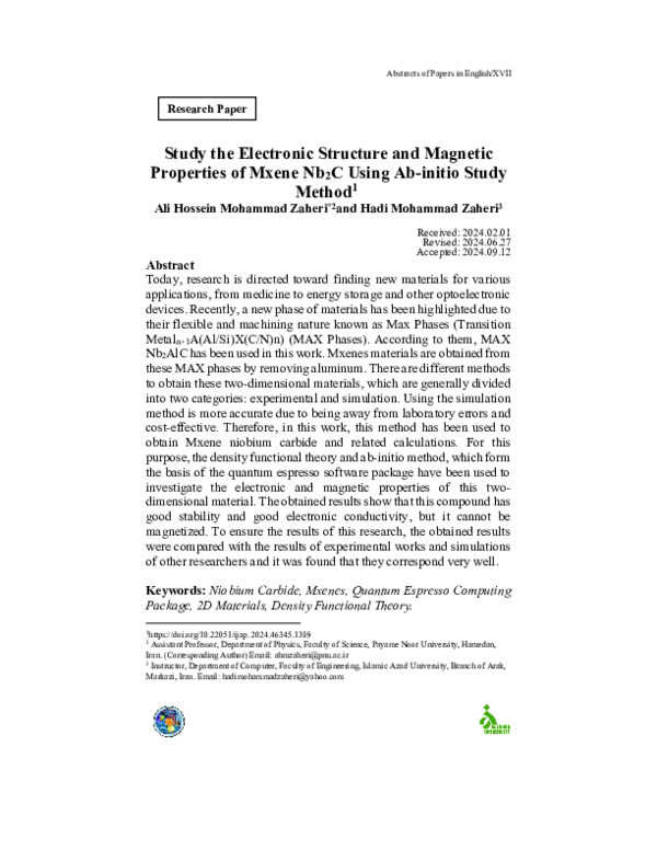 (PDF) Study the Electronic Structure and Magnetic Properties of Mxene ...
