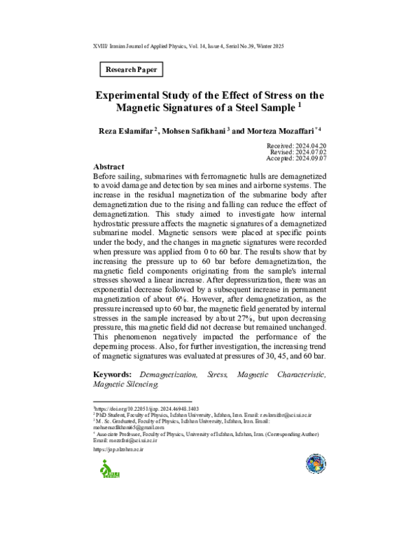 (PDF) Experimental Study of the Effect of Stress on the Magnetic ...