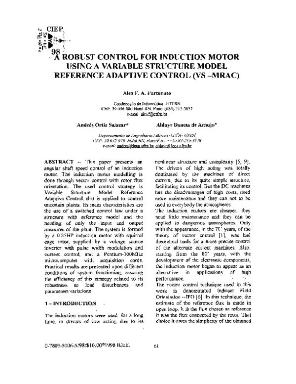 (PDF) A robust control for induction motor using a variable structure model reference adaptive ...