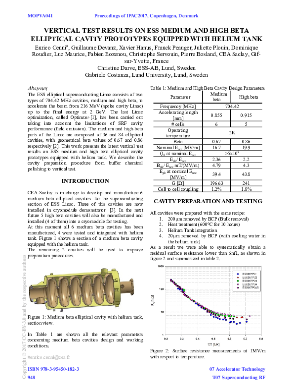 (PDF) Vertical Test Results on ESS Medium and High Beta Elliptical ...