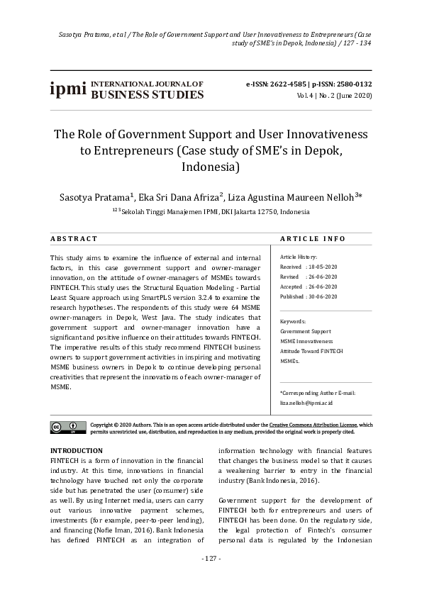 (PDF) The Role of Government Support and User Innovativeness to ...