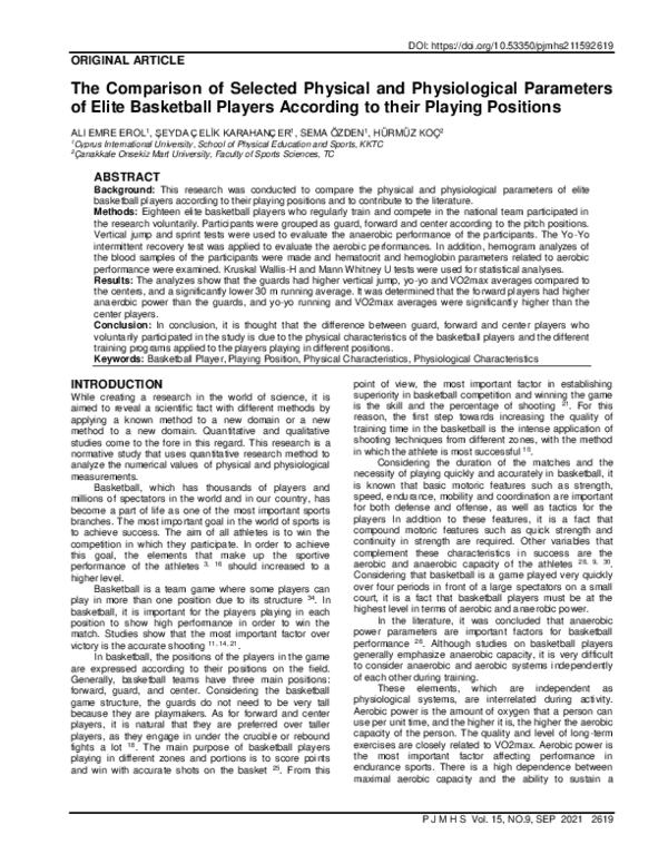 (PDF) The Comparison of Selected Physical and Physiological Parameters ...