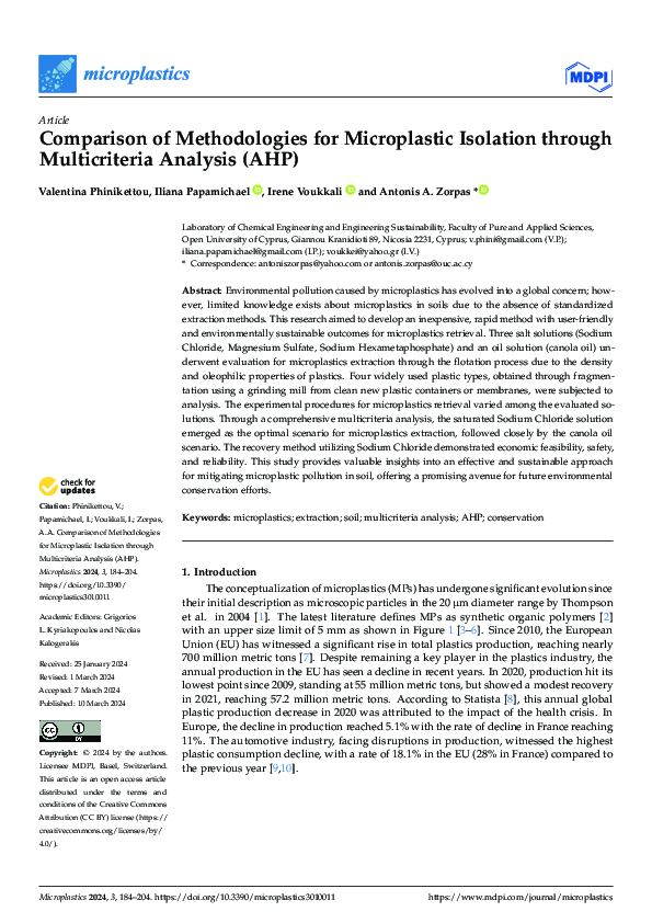 (PDF) Comparison of Methodologies for Microplastic Isolation through ...
