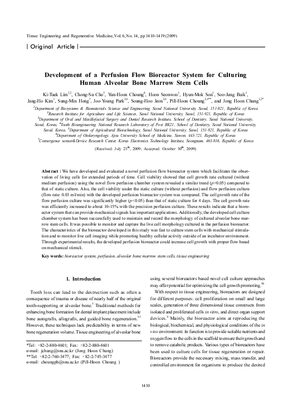 (PDF) : Development of a Perfusion Flow Bioreactor System for Culturing ...