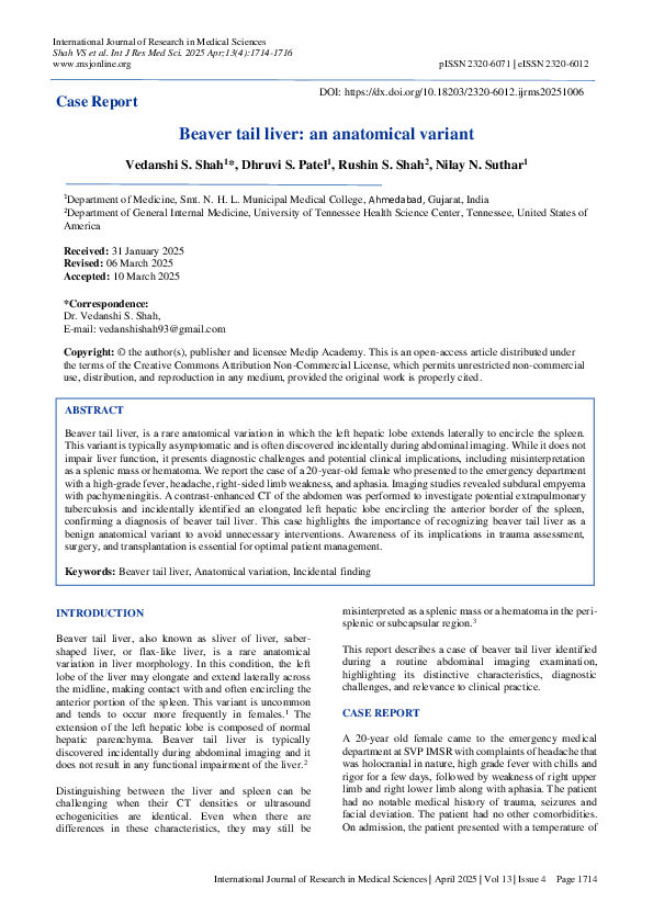 (PDF) Beaver tail liver: an anatomical variant