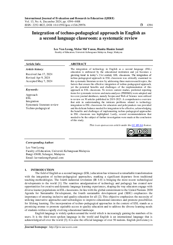 (PDF) Integration of techno-pedagogical approach in English as a second ...