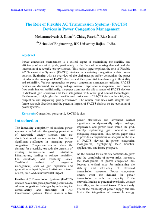 (PDF) The Role of Flexible AC Transmission Systems (FACTS) Devices in ...