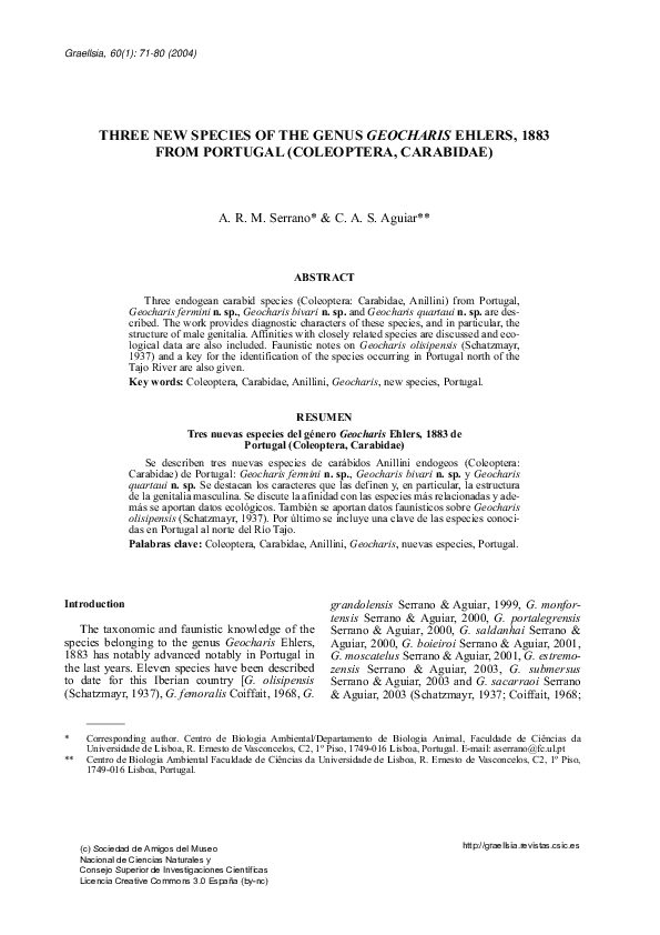 (PDF) Palabras clave: Coleoptera, Carabidae, Anillini, Geocharis ...