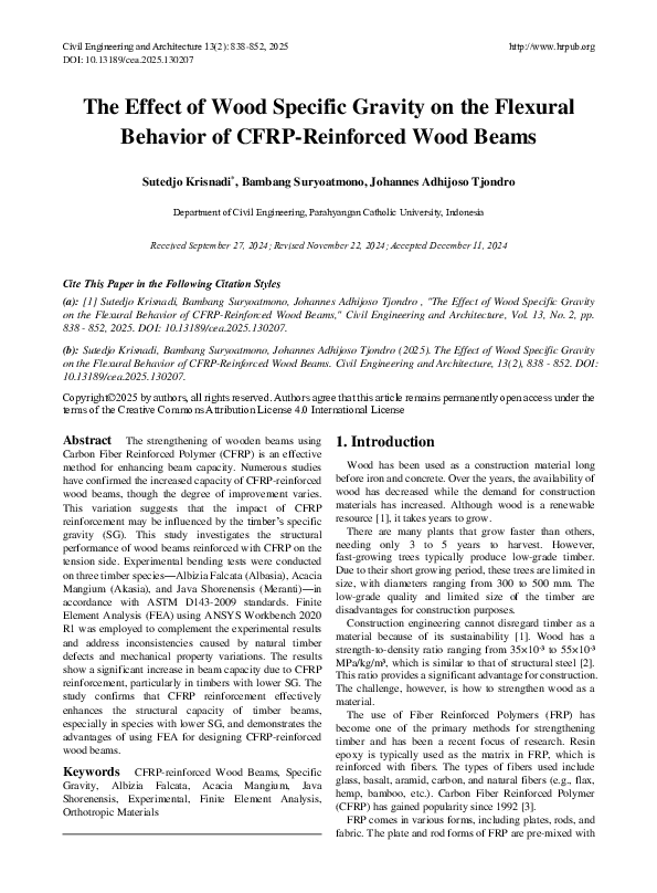 (PDF) The Effect of Wood Specific Gravity on the Flexural Behavior of ...
