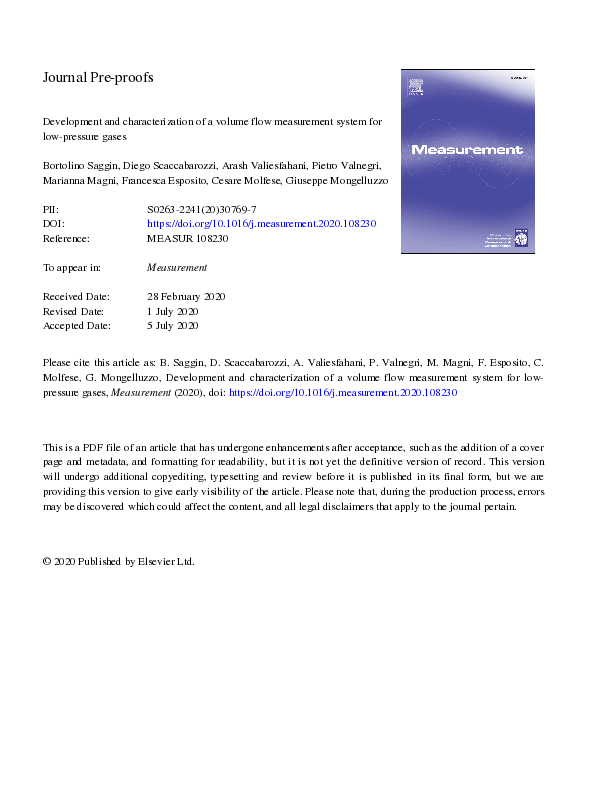 (PDF) Development and characterization of a volume flow measurement ...