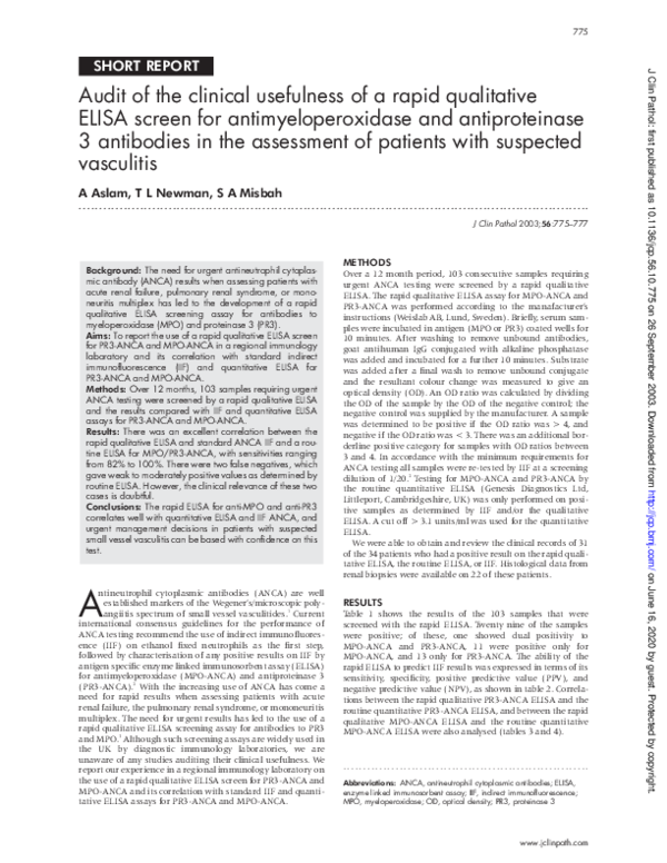 (PDF) Audit of the clinical usefulness of a rapid qualitative ELISA ...