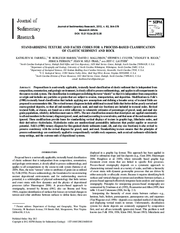 (PDF) Standardizing Texture and Facies Codes for A Process-Based ...