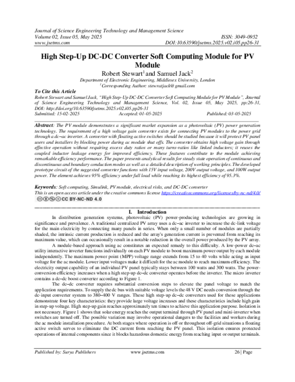 (PDF) High Step-Up DC-DC Converter Soft Computing Module for PV Module