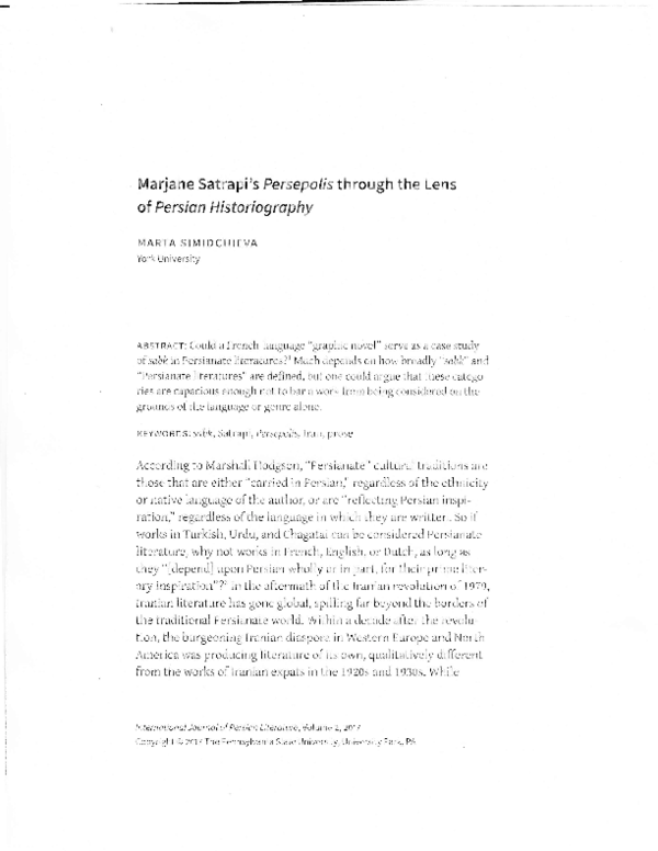 (PDF) Marjane Satrapi’s Persepolis through the Lens of Persian ...