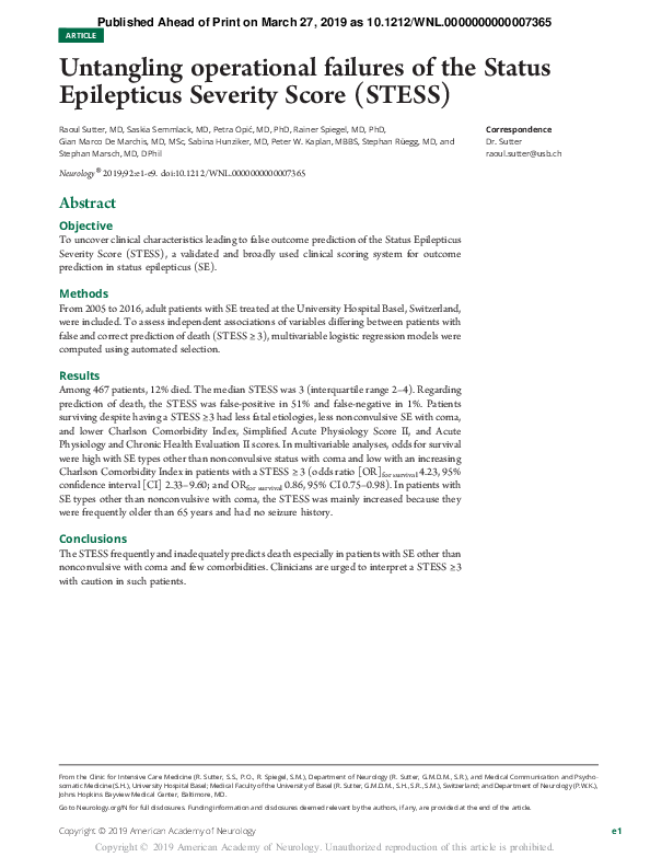 (PDF) Untangling operational failures of the Status Epilepticus ...