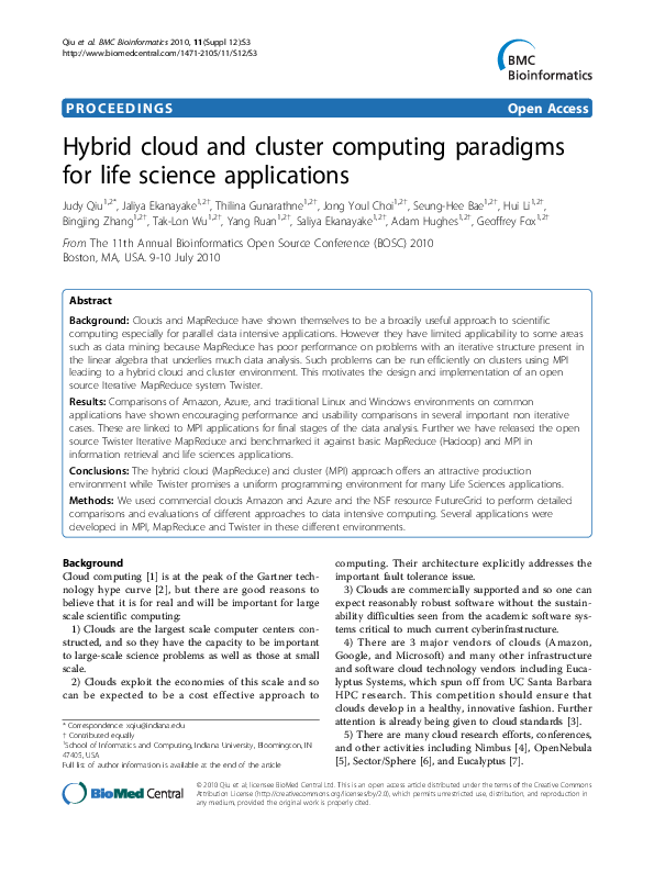 (PDF) Hybrid cloud and cluster computing paradigms for life science ...