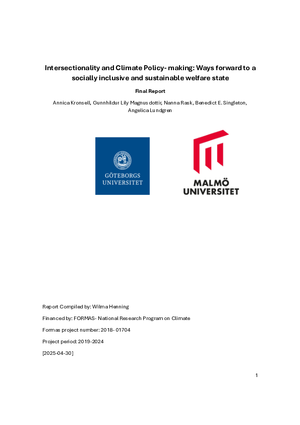 (PDF) Intersectionality and climate policy making Ways forward to a ...