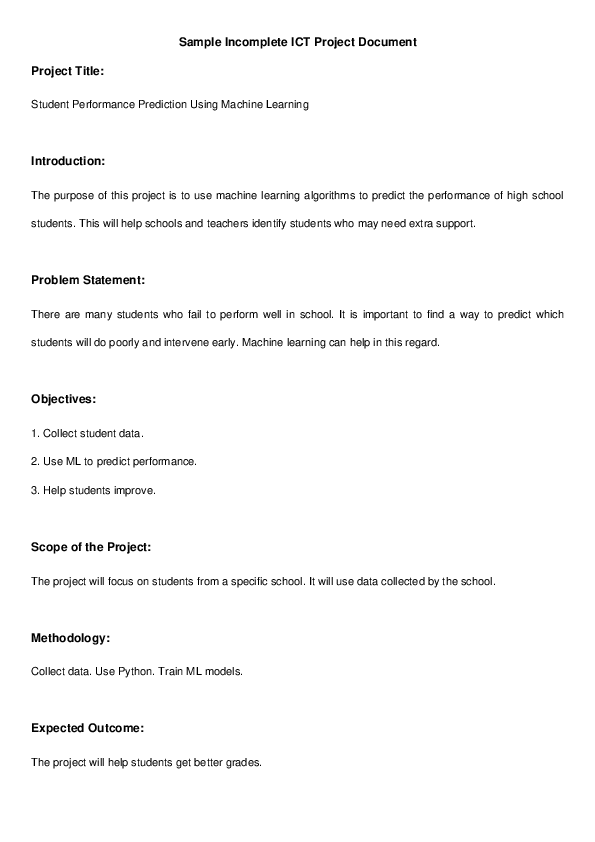 (PDF) Incomplete ICT Project Example