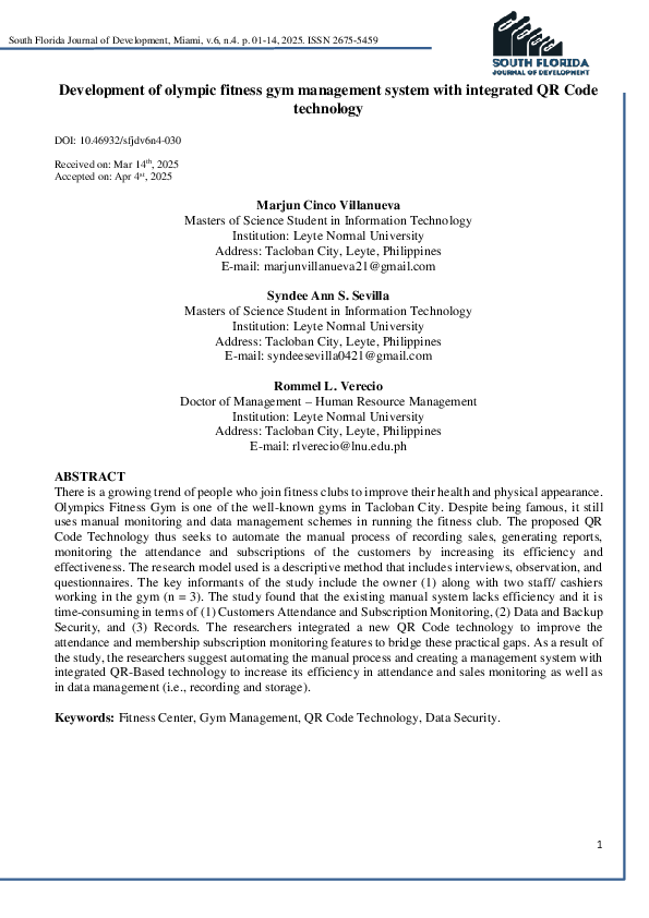 (PDF) Development of olympic fitness gym management system with ...