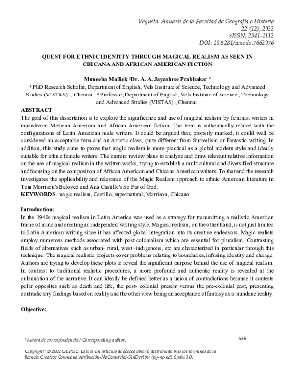 (PDF) QUEST FOR ETHNIC IDENTITY THROUGH MAGICAL REALISM AS SEEN IN ...