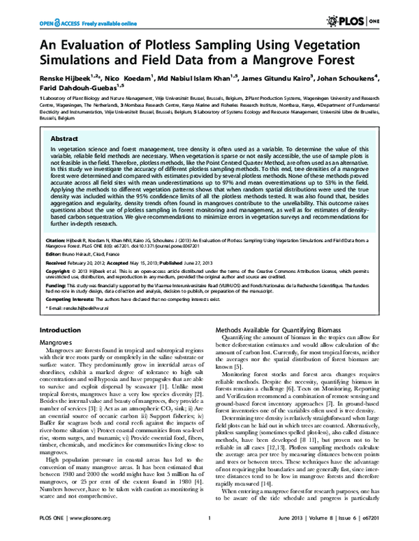 (PDF) An Evaluation of Plotless Sampling Using Vegetation Simulations and Field Data from a ...