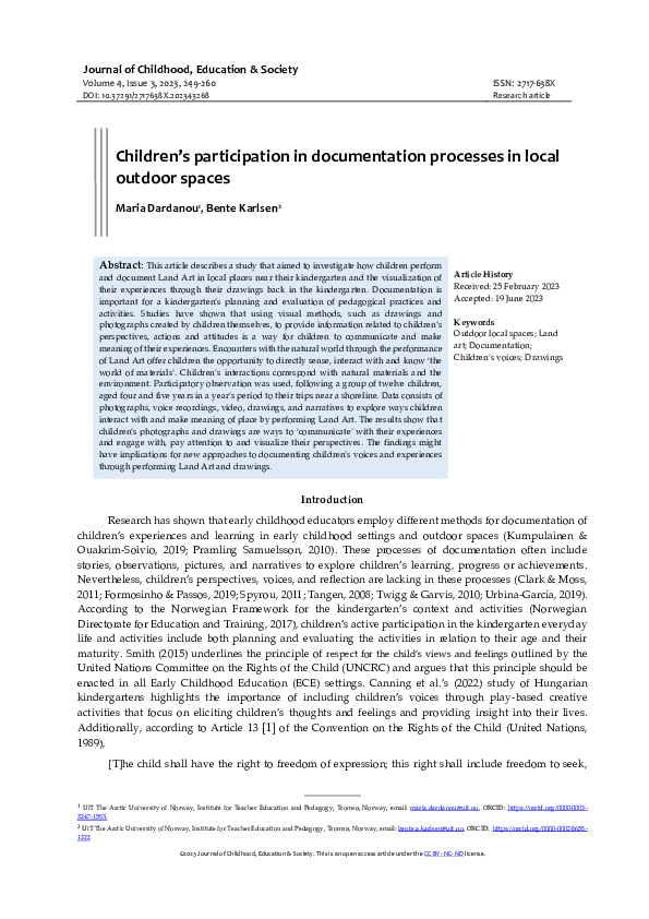 (PDF) Children’s participation in documentation processes in local outdoor spaces