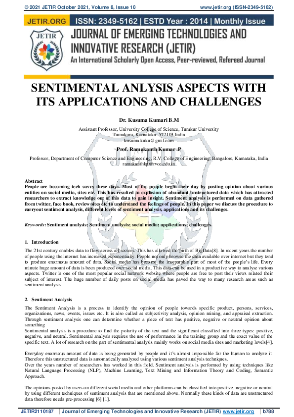 (PDF) Sentimental Anlysis Aspects with Its Applications and Challenges