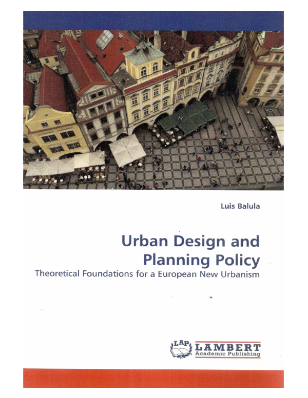 (PDF) Urban Design and Planning Policy
