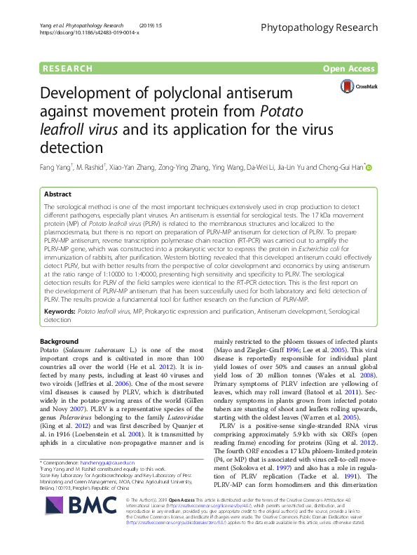 (PDF) Development of polyclonal antiserum against movement protein from ...