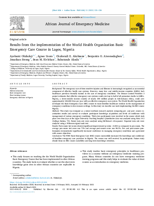 (PDF) Results from the implementation of the World Health Organization ...