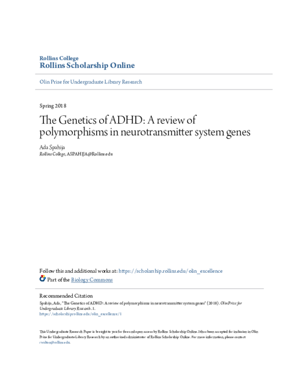 (PDF) The Genetics of ADHD: A review of polymorphisms in ...