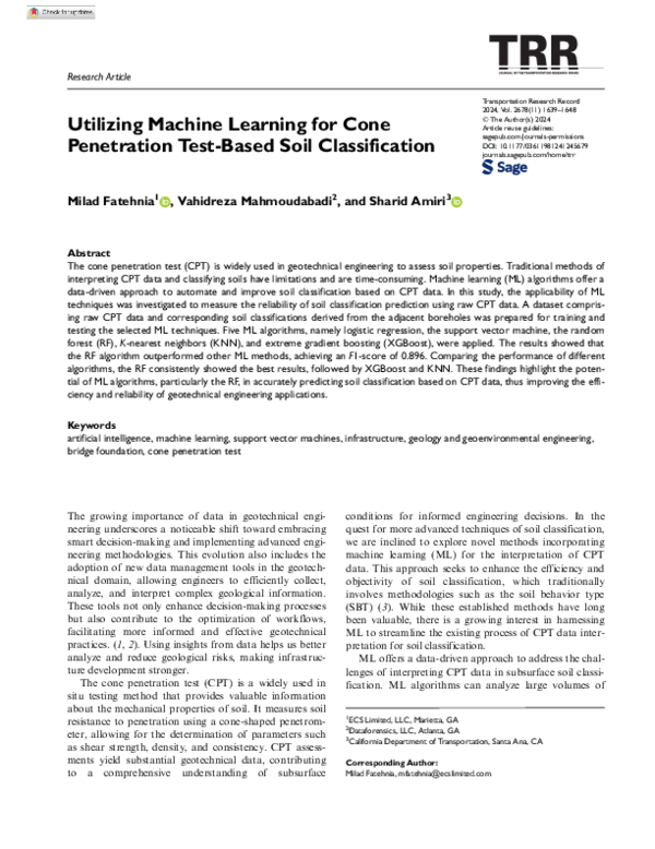 (PDF) Utilizing Machine Learning for Cone Penetration Test-Based Soil ...