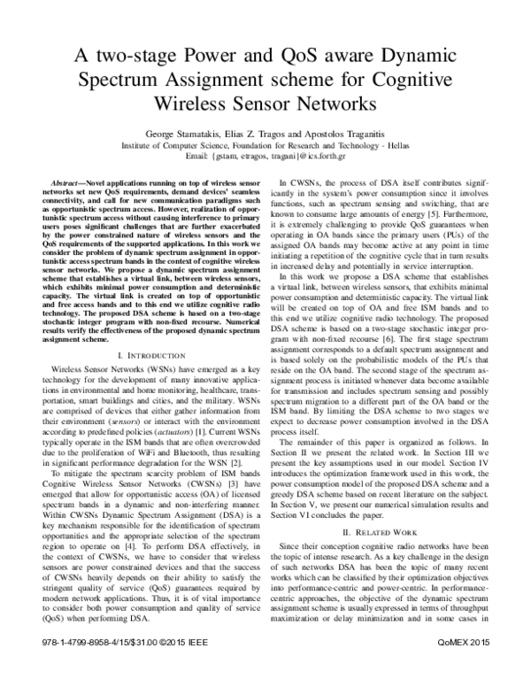 (PDF) A two-stage power and QoS aware dynamic spectrum assignment scheme for cognitive wireless ...