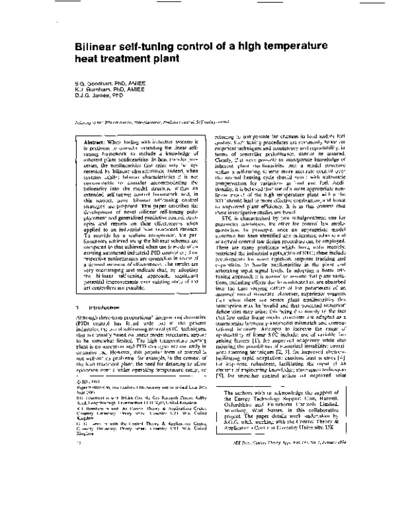 (PDF) Bilinear self-tuning control of a high temperature heat treatment ...