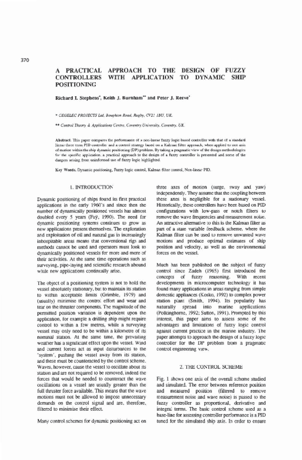 (PDF) A Practical Approach to the Design of Fuzzy Controllers with Application to Dynamic Ship ...