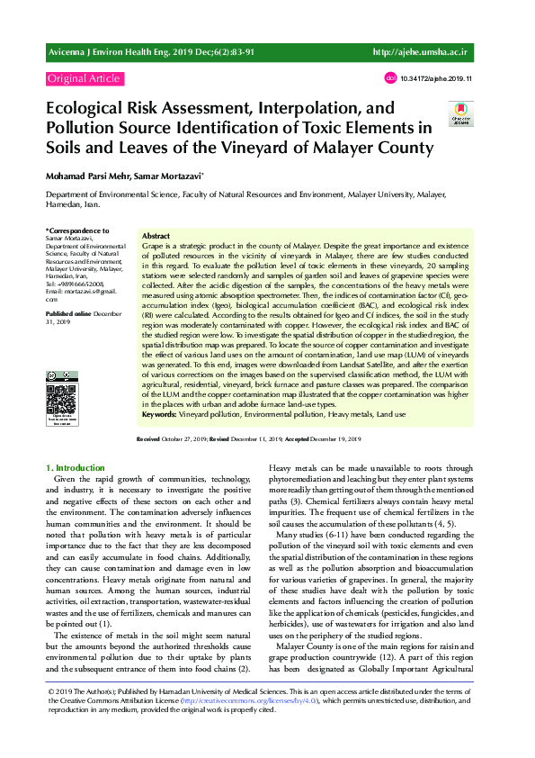 (PDF) Ecological Risk Assessment, Interpolation, and Pollution Source ...