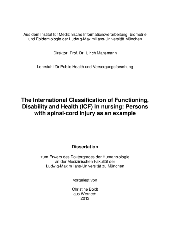 (PDF) The International Classification of Functioning, Disability and ...