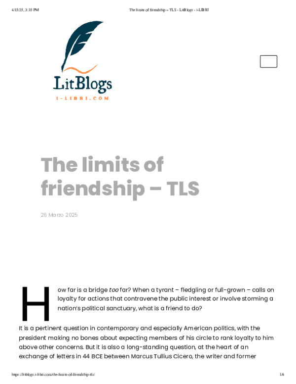 (PDF) The limits of friendship
