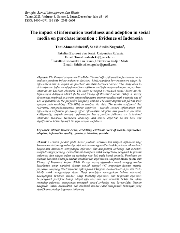 (PDF) Impact of information usefulness and adoption in social media on ...