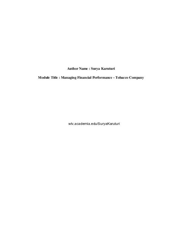(PDF) Managing Financial Performance Case Study