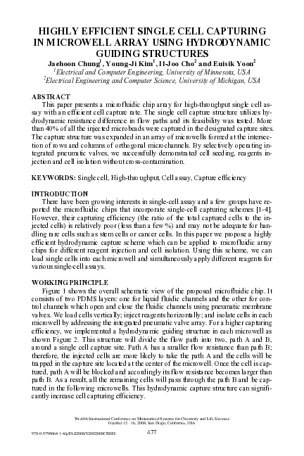 (PDF) Highly efficient single cell capturing in microwell array using ...