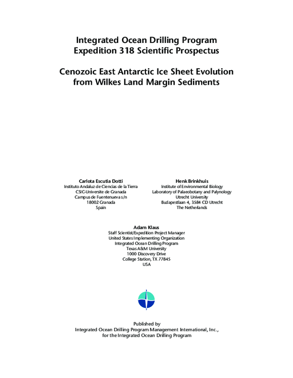 (PDF) Cenozoic East Antarctic Ice Sheet Evolution from Wilkes Land ...