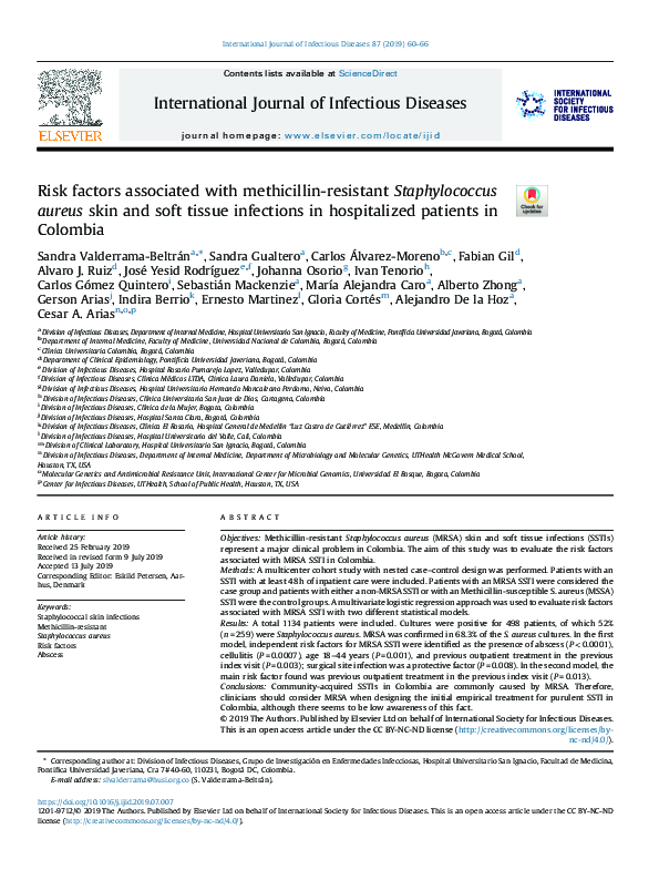 (PDF) Risk factors associated with methicillin-resistant Staphylococcus aureus skin and soft ...