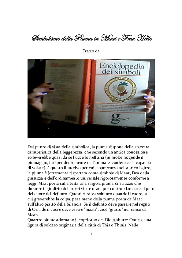 (PDF) Simbolismo della Piuma in Maat e Frau Holle