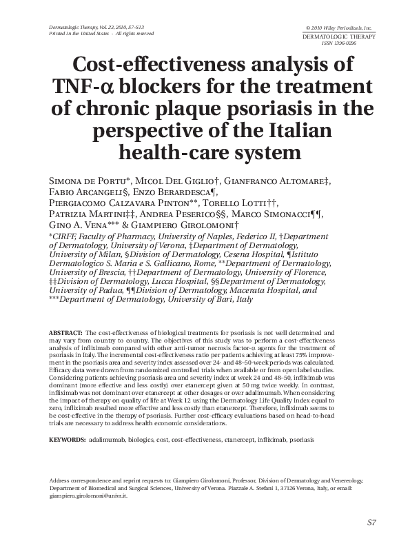 (PDF) Cost-effectiveness analysis of TNF-α blockers for the treatment ...