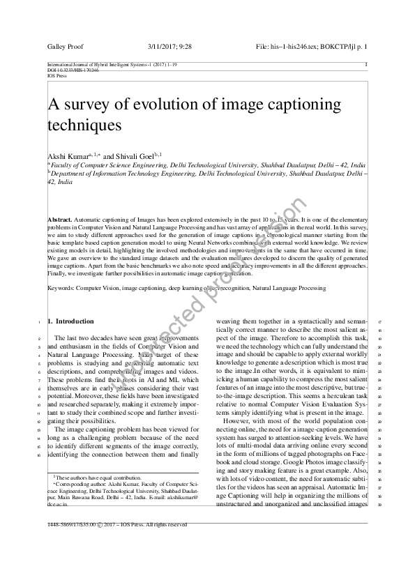 (PDF) A survey of evolution of image captioning techniques