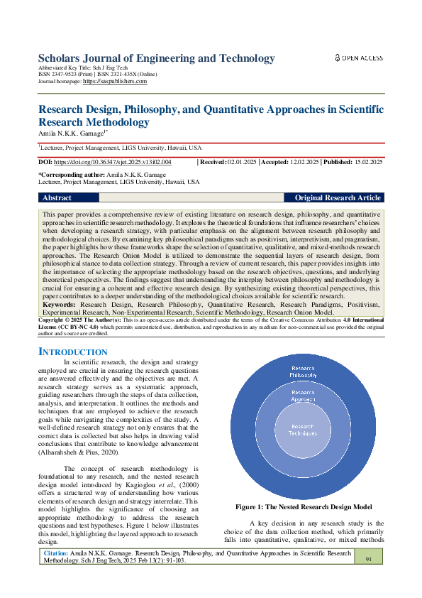 (PDF) Research Design, Philosophy, and Quantitative Approaches in ...